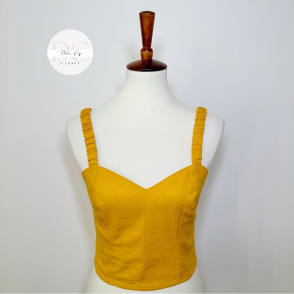Express | Tops | Express Linen Blend Mustard Crop Top Size Xs | Poshmark
